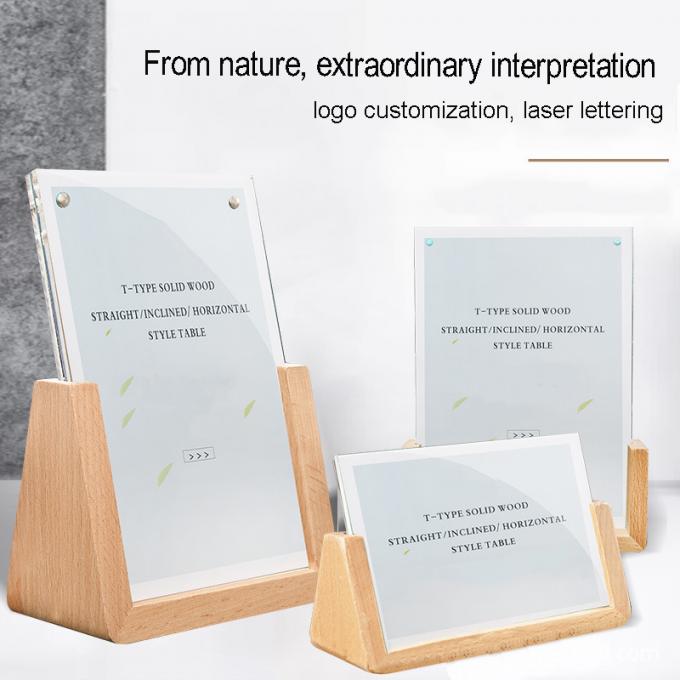 Solid Wood Based Acrylic Sign Holder Menu Display Stand For Advertising ...